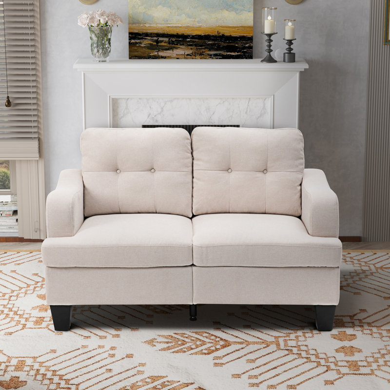 Ebern Designs Relindis 72.1" Wide Upholstered Arm Loveseat with Solid Wood Legs "& Reviews ...